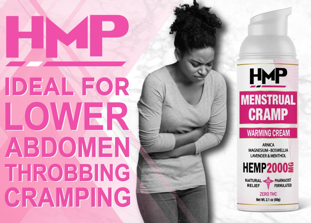 HMP BRANDS HEMP CREAM- MENSTRUAL CRAMP RELIEF Fast Acting – HMP Brands LLC